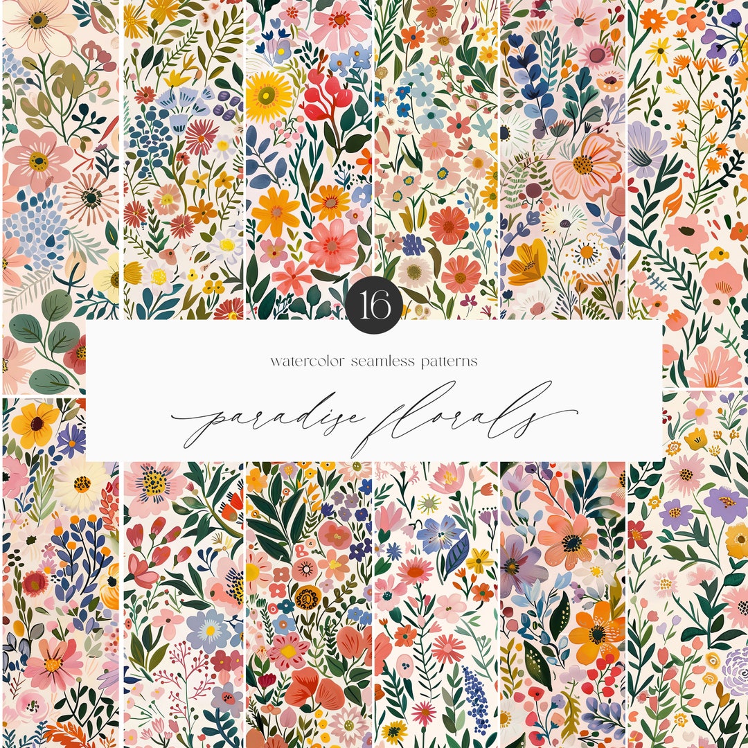 Watercolor Wild Flowers Seamless Patterns - Wild Floral Patterns ...