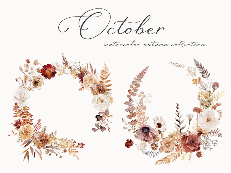 Watercolor Autumn Bouquets - Autumn Clipart - Fall Clipart - Pumpkin ...
