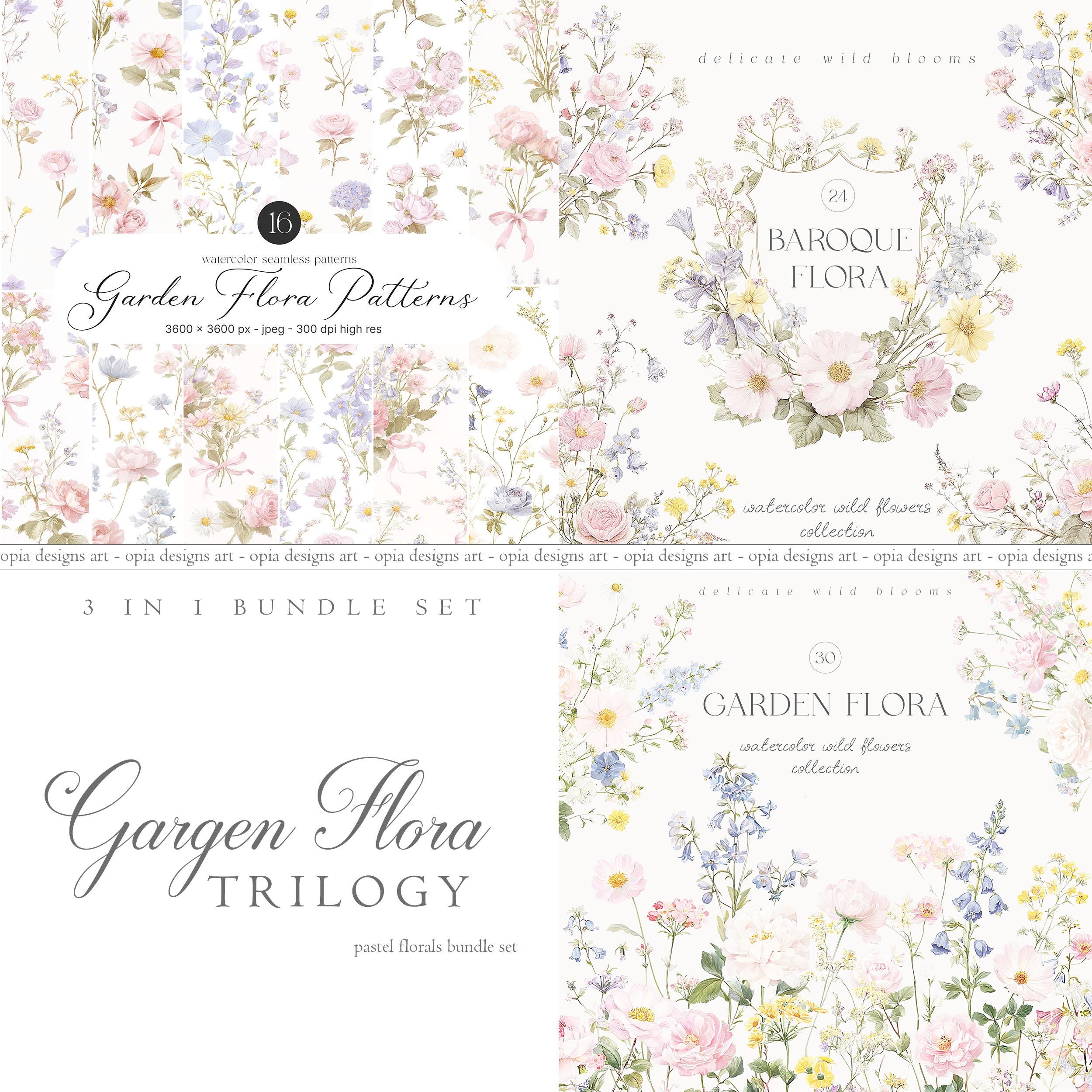 Watercolor Pastel Floral Clipart Bundle - Wild Flowers Bundle - Wild ...