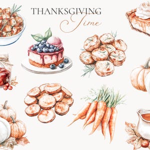 Thanksgiving Watercolor Clipart - Harvest Clipart - Turkey Clipart ...