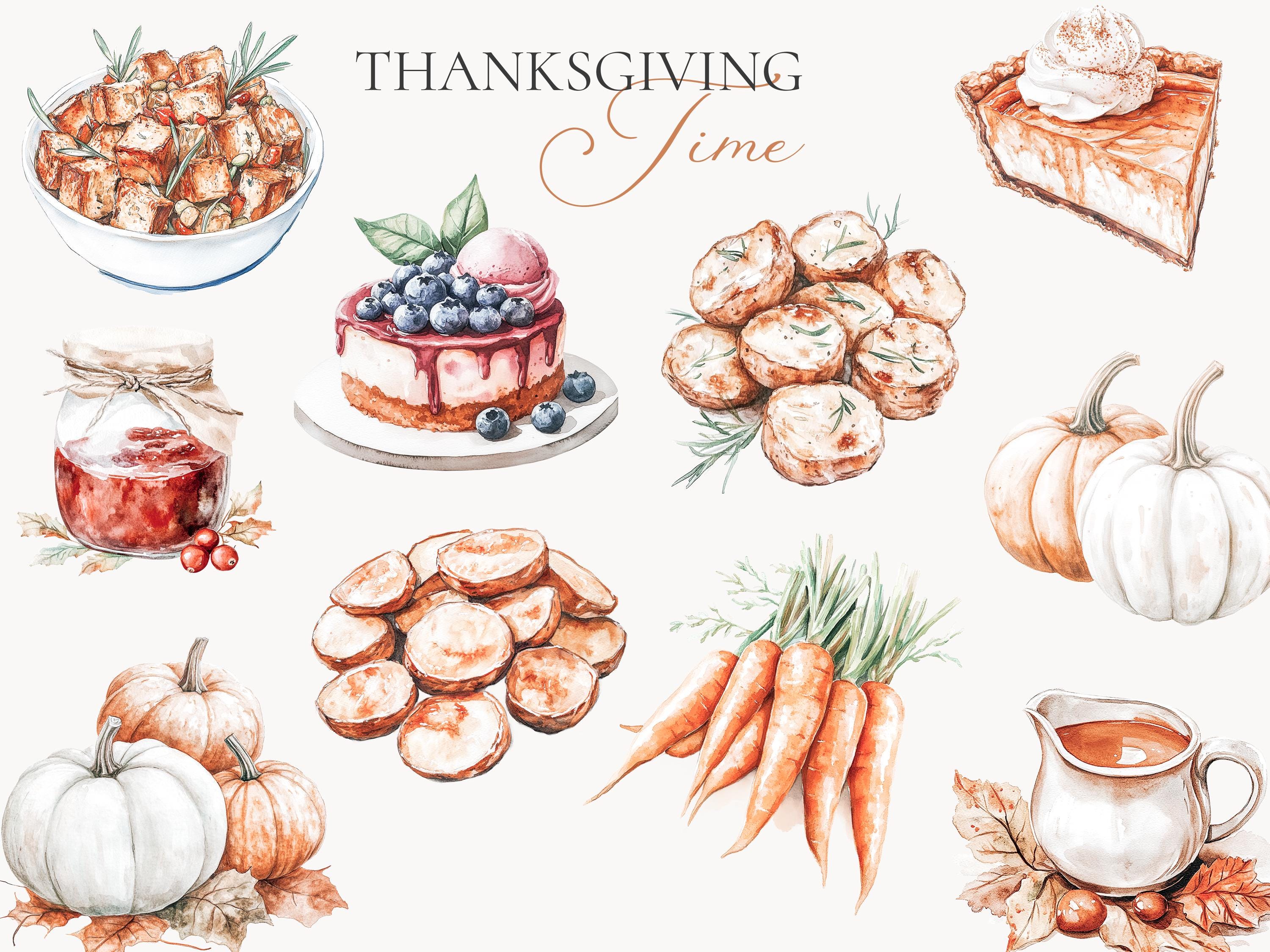 Thanksgiving Watercolor Clipart - Harvest Clipart - Turkey Clipart ...