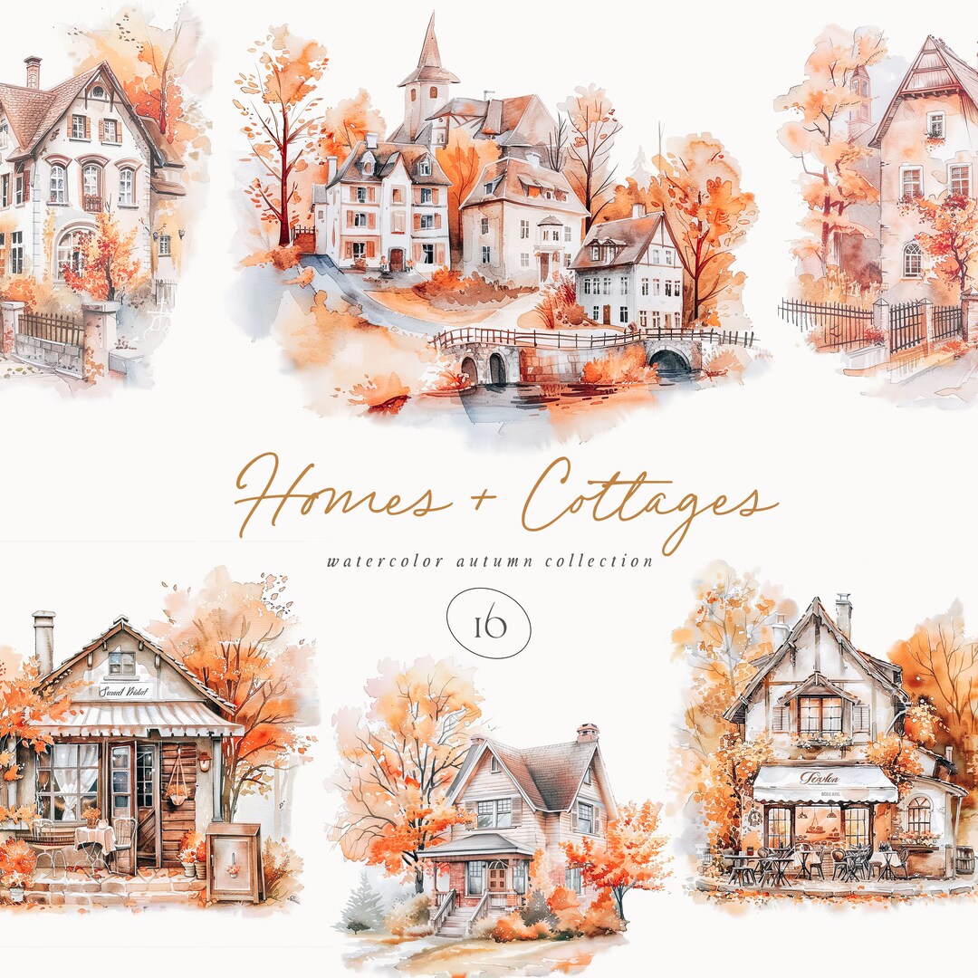 Fall Watercolor Clipart - Autumn Clipart - Watercolor Autumn - Cozy ...