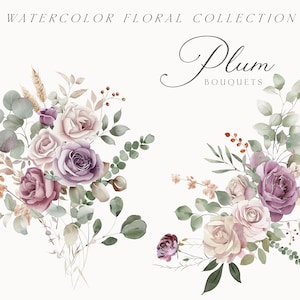 Watercolor Plum Floral Clipart - Plum Flowers - Floral Clipart ...
