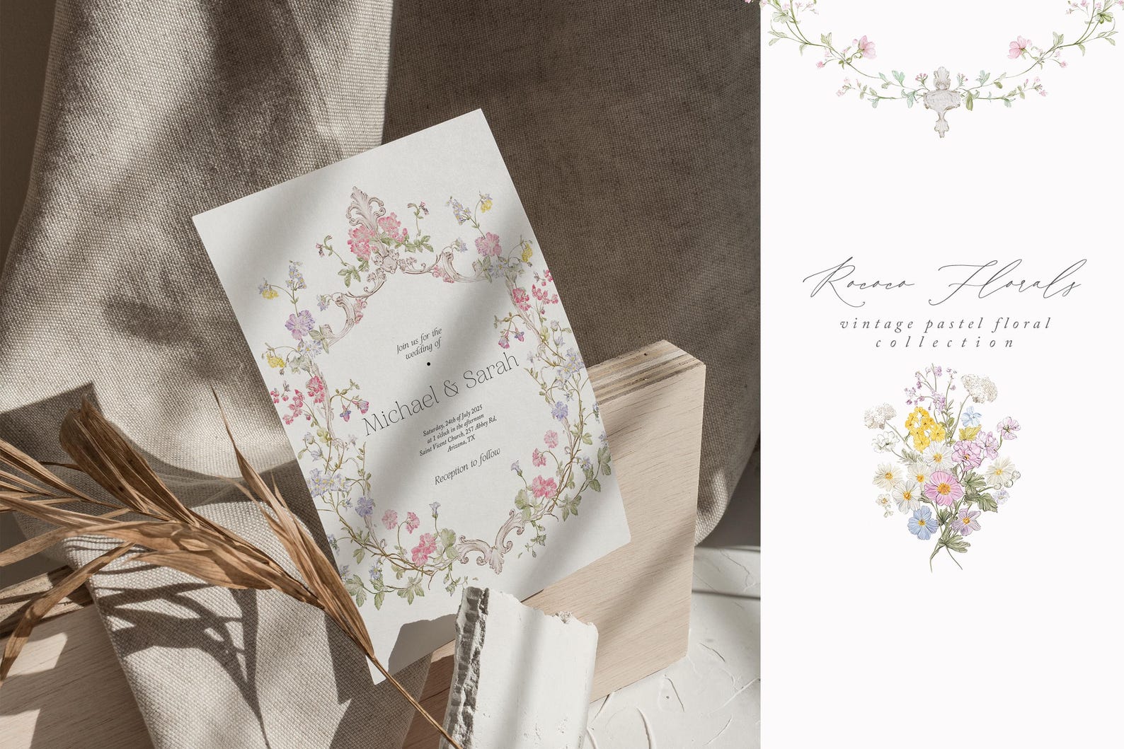 Rococo Floral Line Art - Wedding Clipart- Vintage Victorian Floral ...