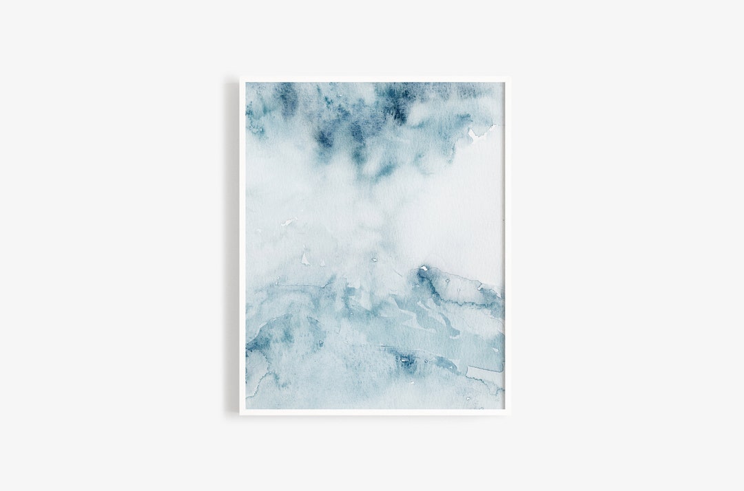 Blue Watercolor Print, Printable Art, Blue Wall Art, Abstract Art ...