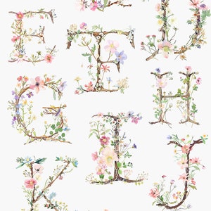 Wild Flowers Alphabet - Wild Flowers Letters - Premade Floral Alphabet ...