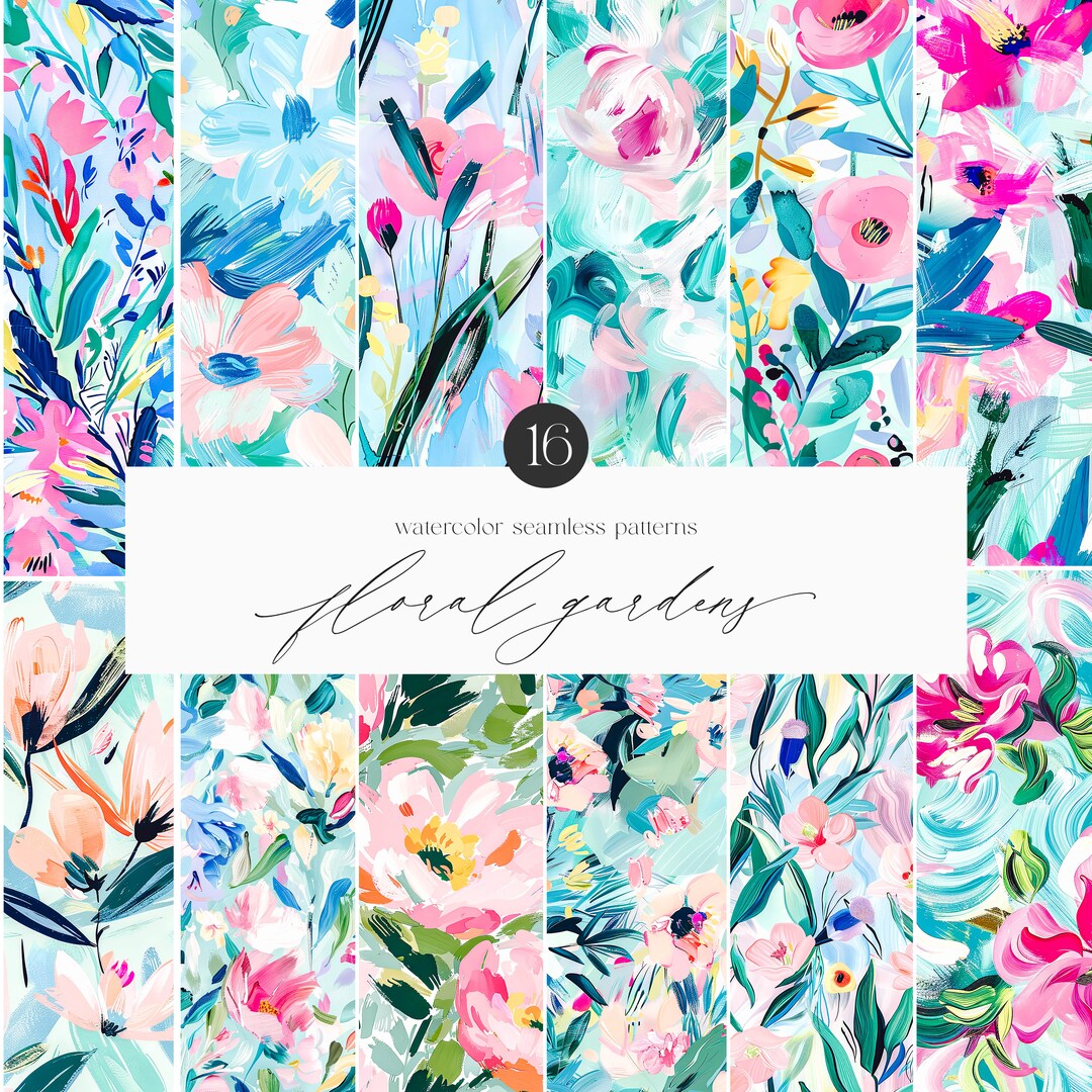 Watercolor Floral Seamless Patterns - Seamless Painted Floral Patterns ...
