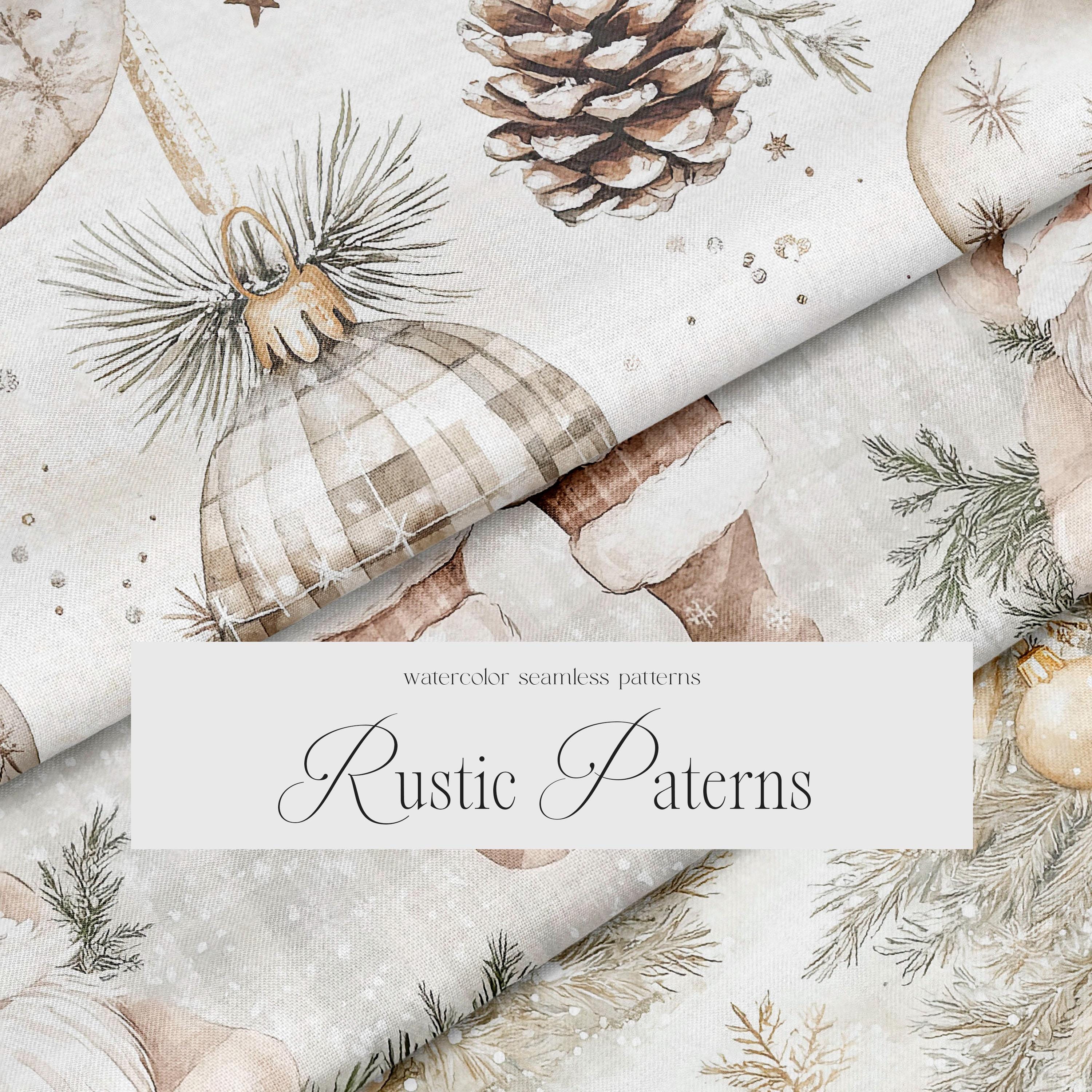 Watercolor Rustic Christmas Seamless Patterns, Rustic Christmas ...