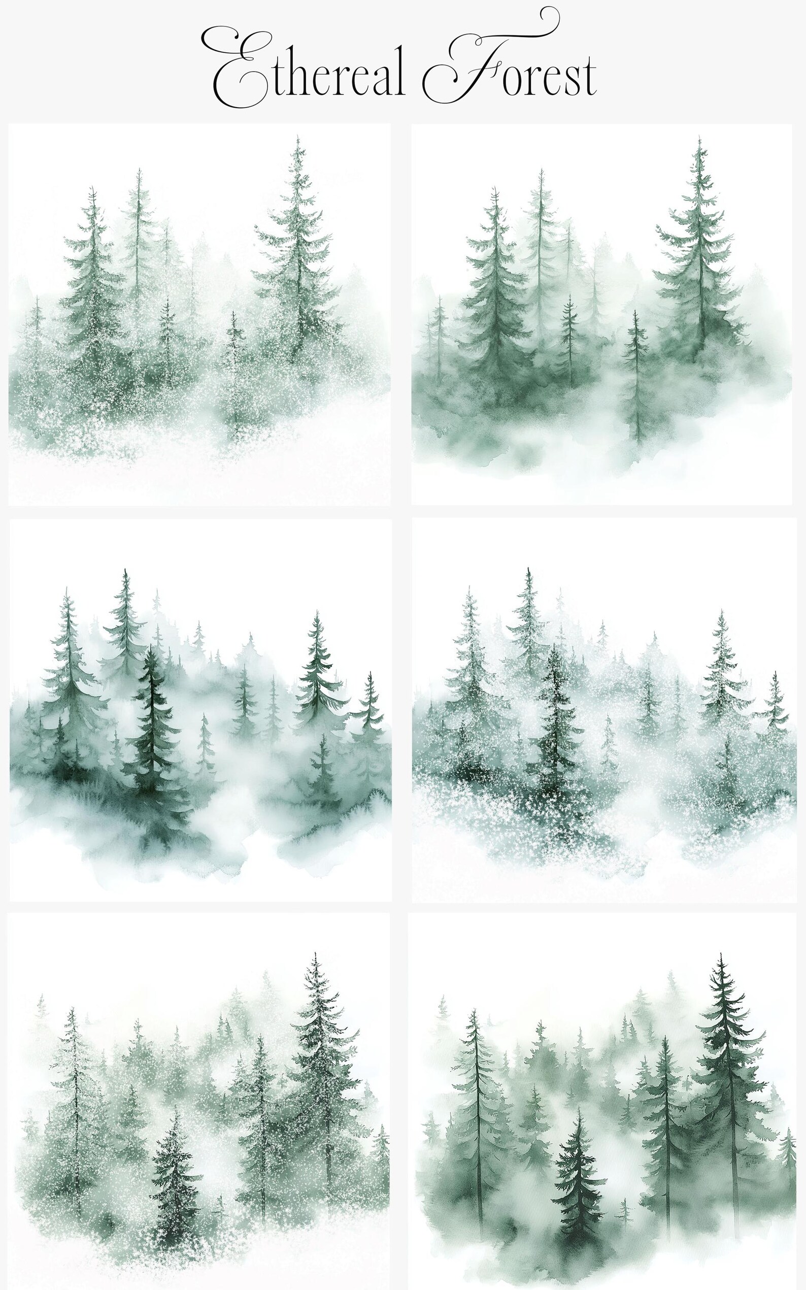 Watercolor Ethereal Forest Backgrounds - Pine Forest Backgrounds ...