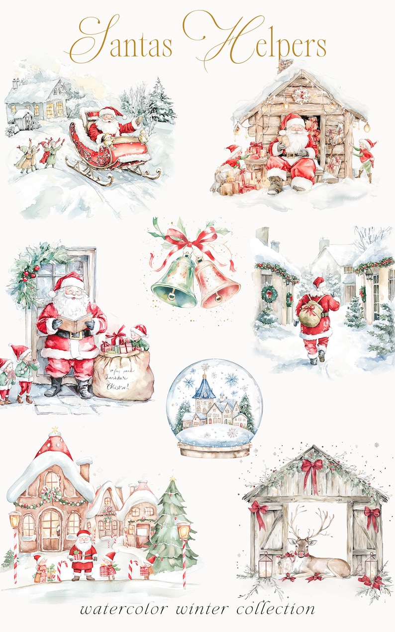 Watercolor Christmas Clipart - Watercolor Santa Claus Clipart ...