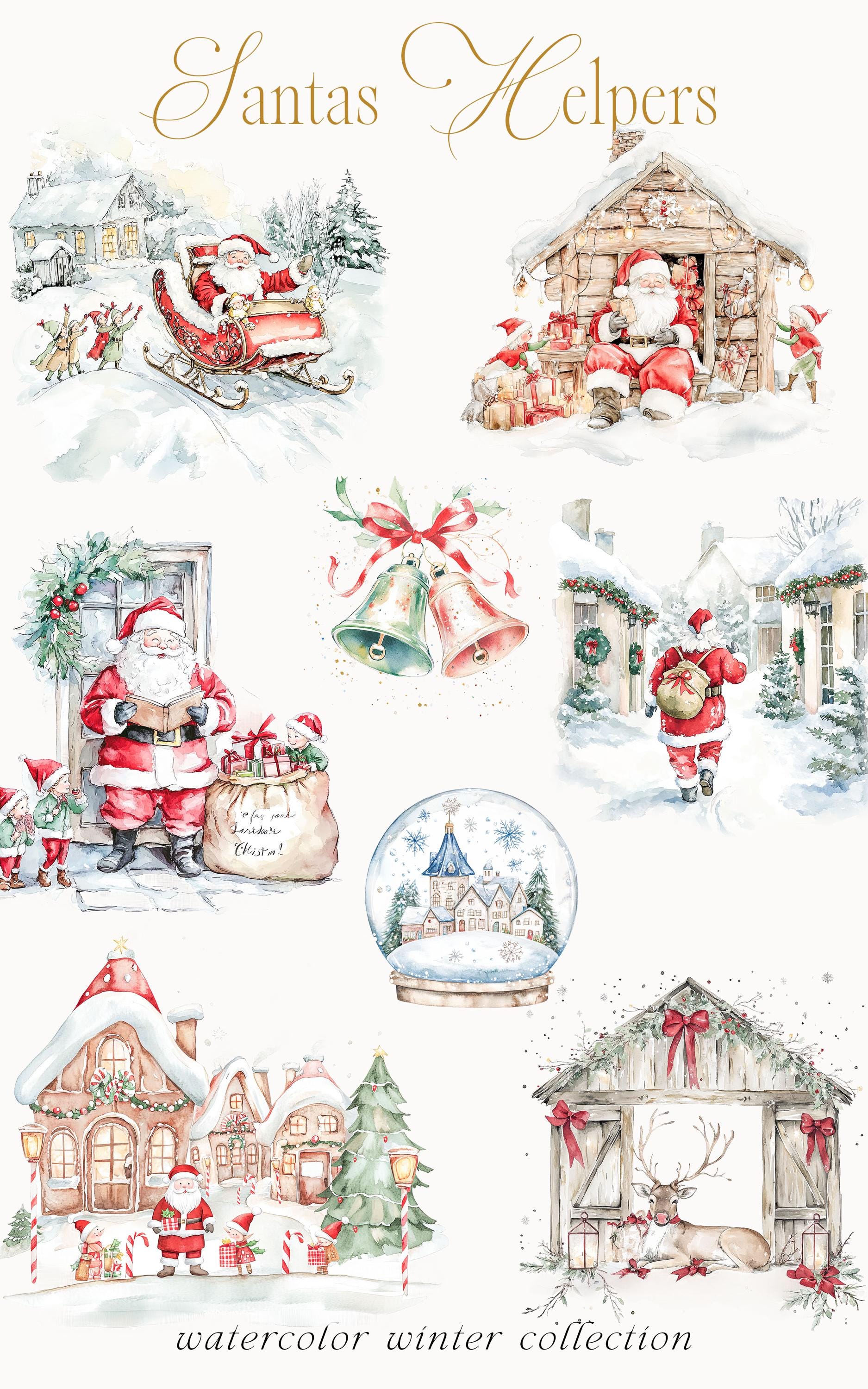 Watercolor Christmas Clipart - Watercolor Santa Claus Clipart ...