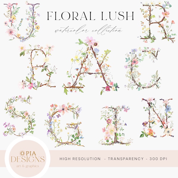 Floral Alphabet Clipart - Etsy UK