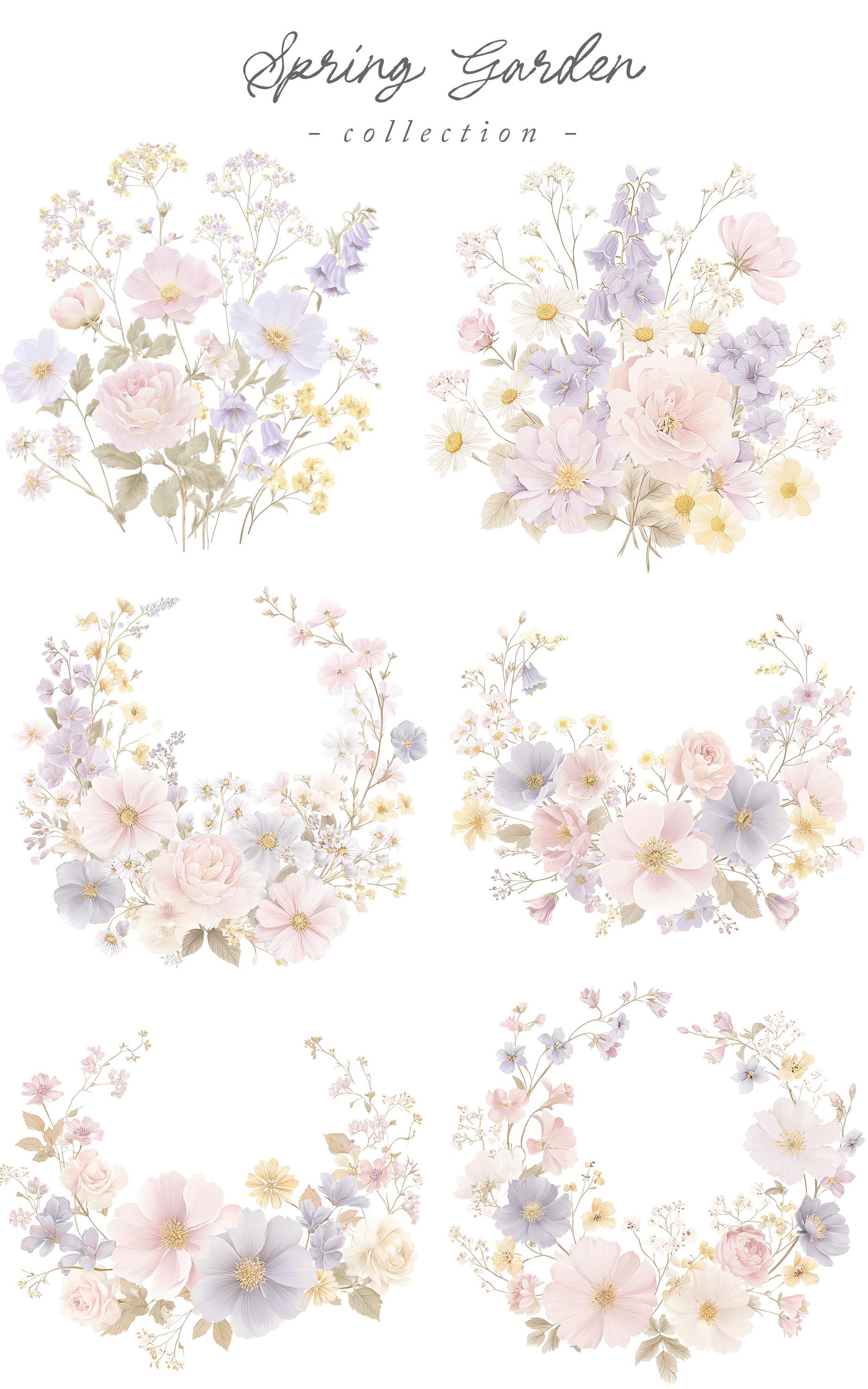 Watercolor Pastel Floral - Wild Flower Borders - Floral Border- Wedding ...