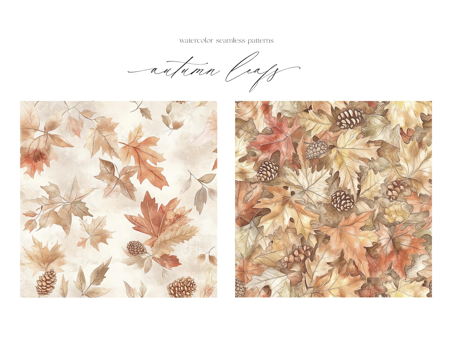 Seamless Watercolor Fall Leave Patterns - Seamless Patterns - Repeating ...