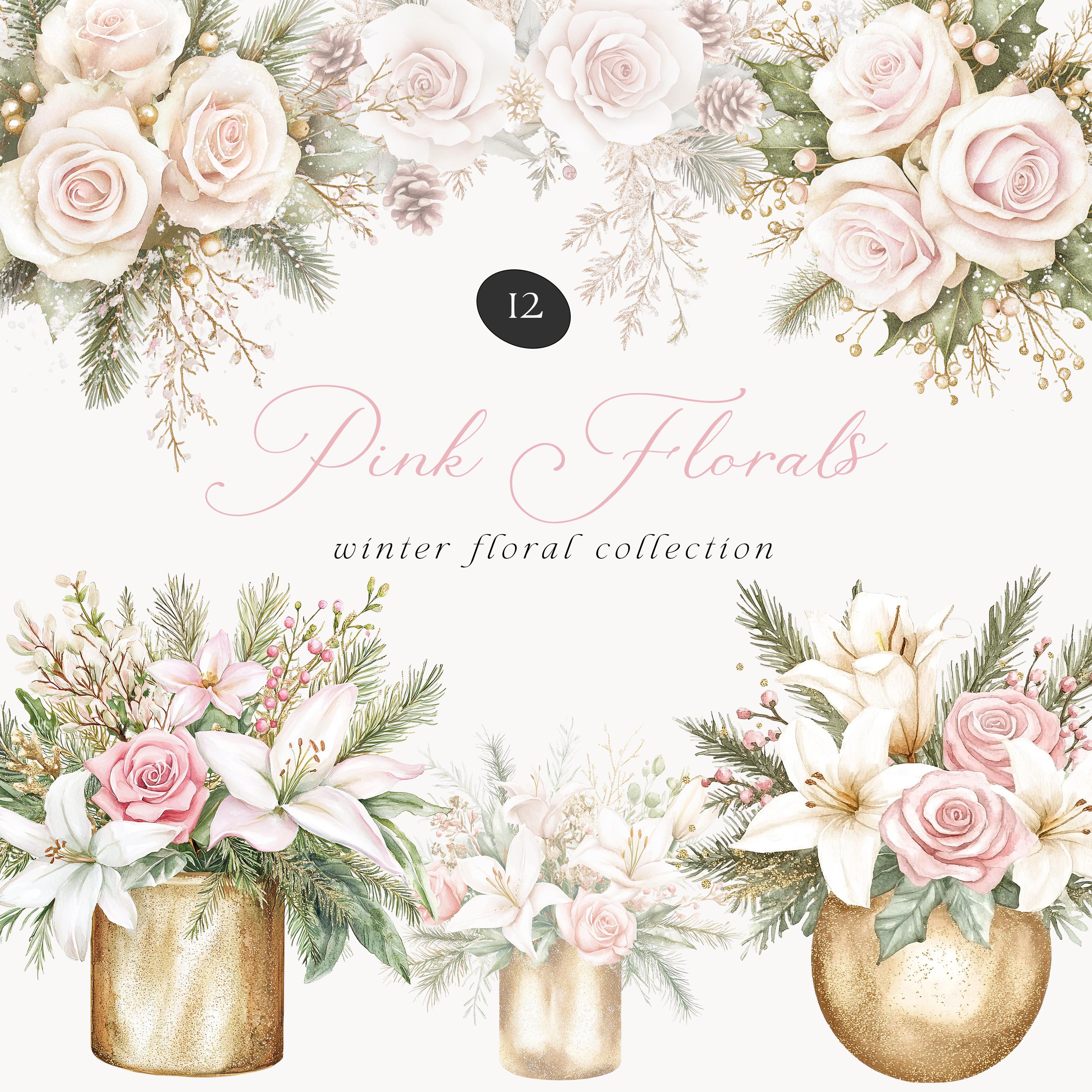 Watercolor Pink Winter Clipart - Winter Bundle - Christmas Bundle ...
