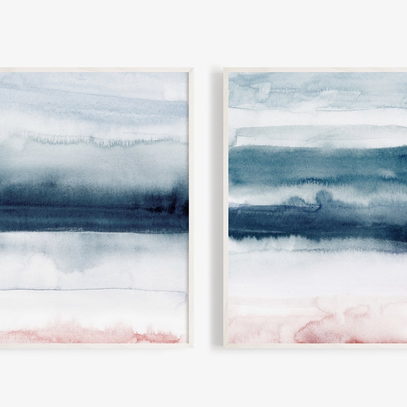 Navy and Blush Wall Art - Etsy