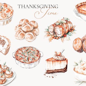Thanksgiving Watercolor Clipart - Harvest Clipart - Turkey Clipart ...