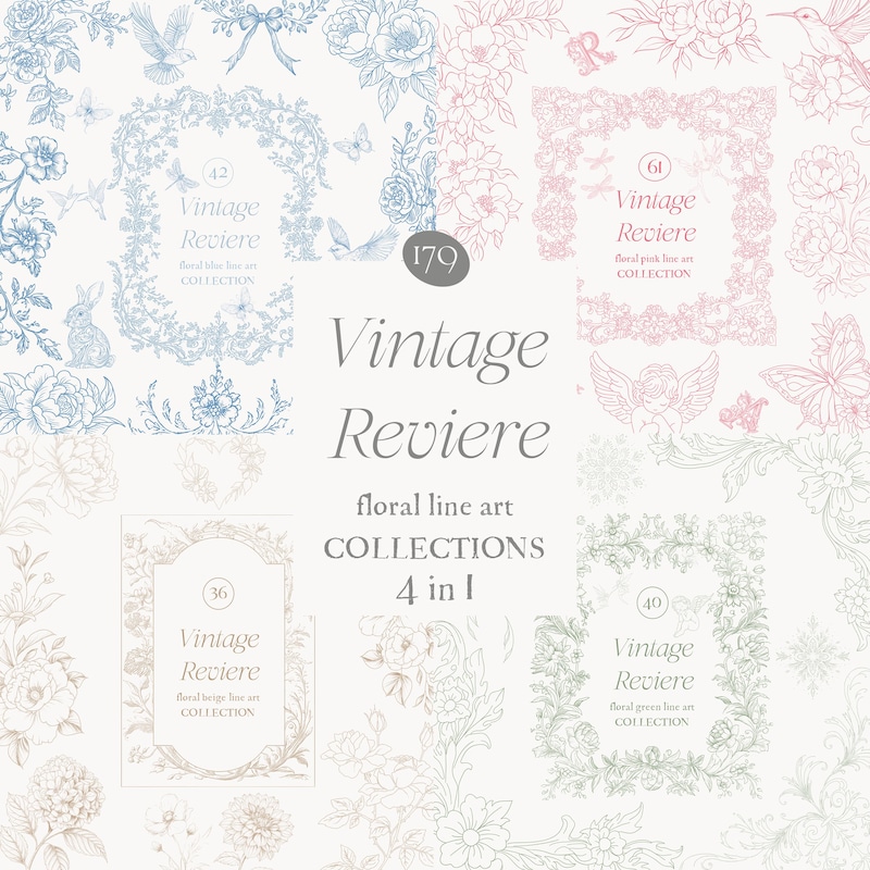 Victorian Line Art Floral - Etsy