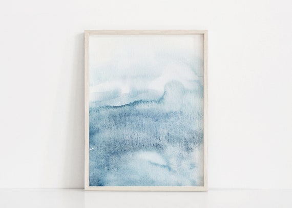 Blue Watercolor Print Printable Art Blue Wall Art Abstract - Etsy