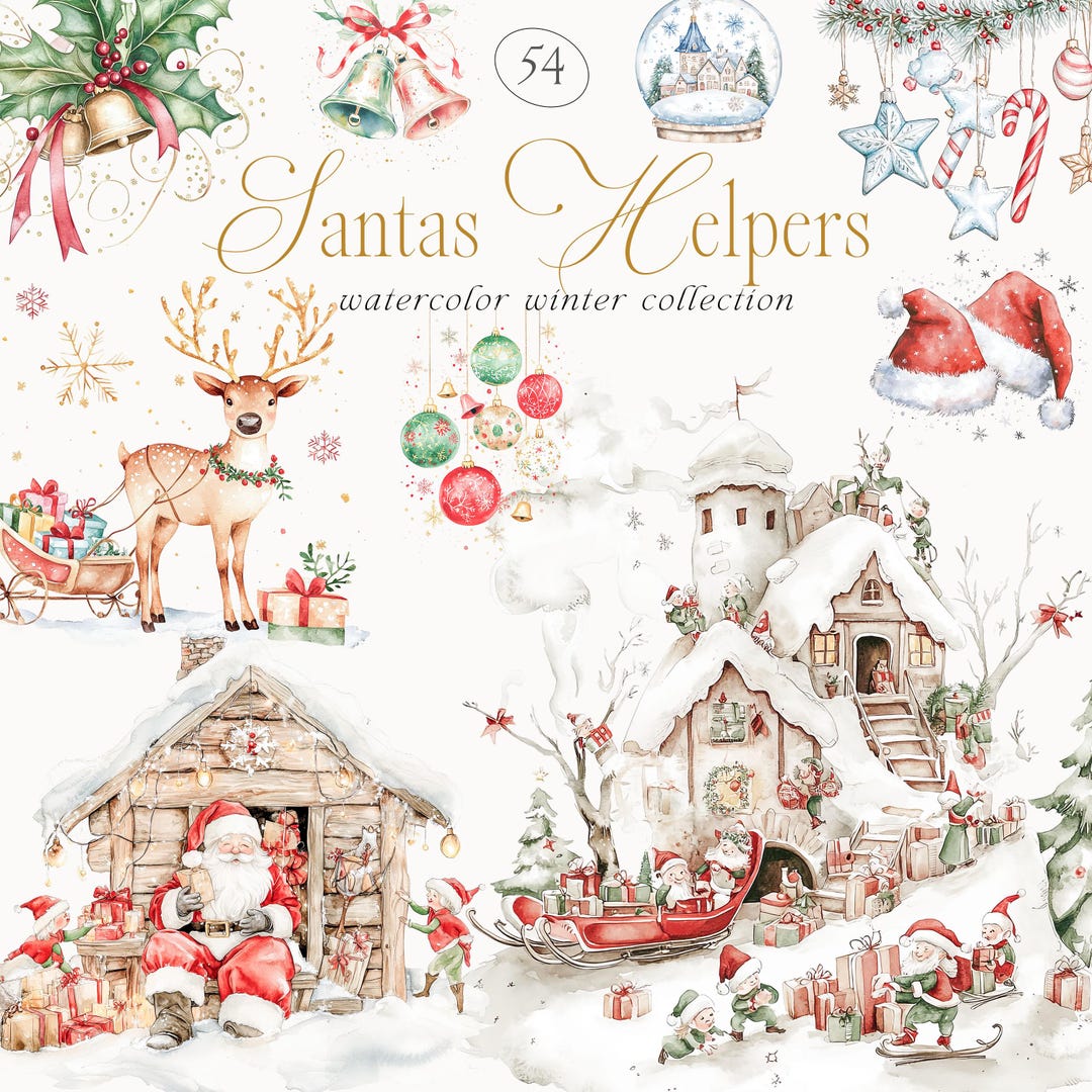 Watercolor Christmas Clipart - Watercolor Santa Claus Clipart ...