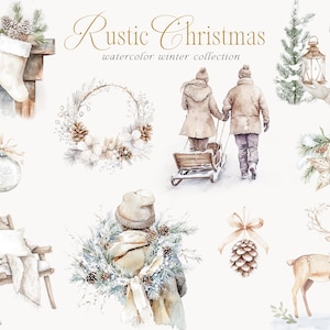 Watercolor Rustic Christmas Clipart - Christmas Ornaments Clipart ...