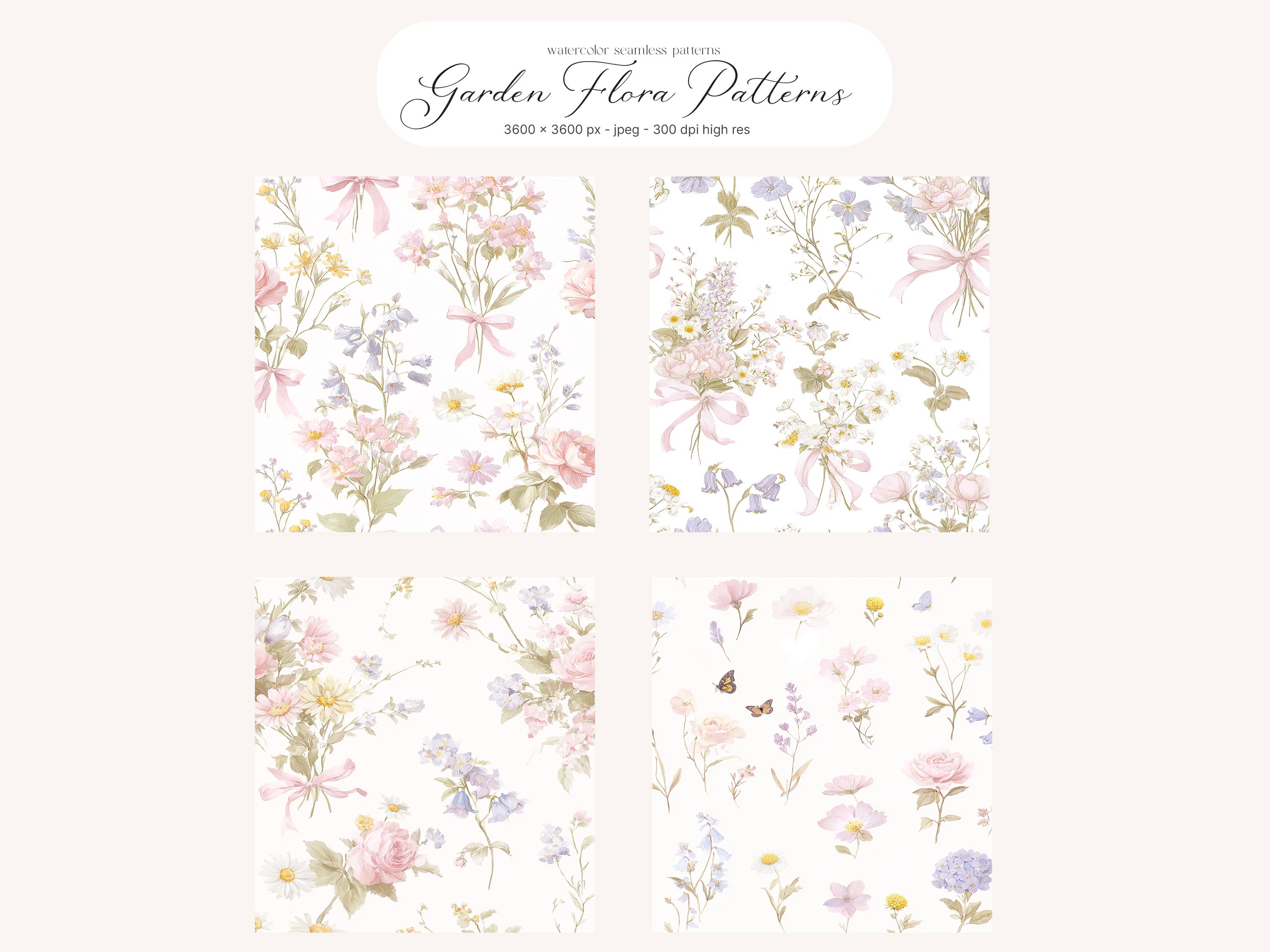 Watercolor Pastel Floral Patterns - Wild Flower Patterns - Wild Floral ...