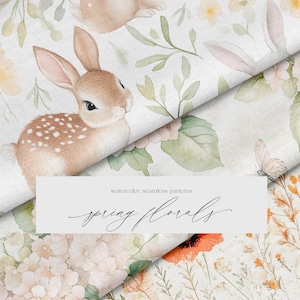 Watercolor Spring Mood Seamless Patterns, Floral Spring Pattern ...