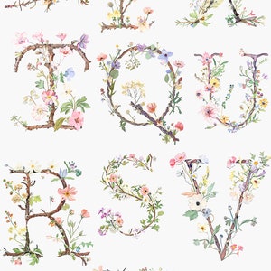 Wild Flowers Alphabet - Wild Flowers Letters - Premade Floral Alphabet ...