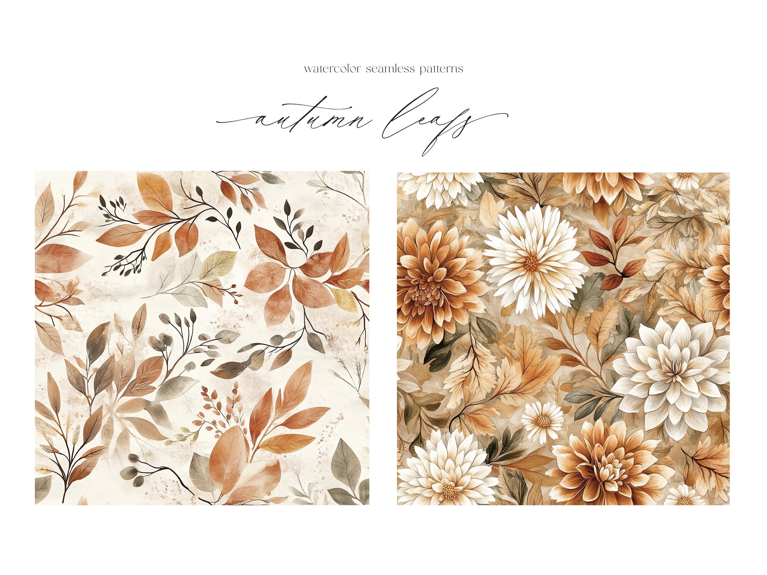 Seamless Watercolor Fall Leave Patterns - Seamless Patterns - Repeating ...