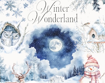 Watercolor Christmas Clipart - Winter Wonderland Clipart - Christmas ...