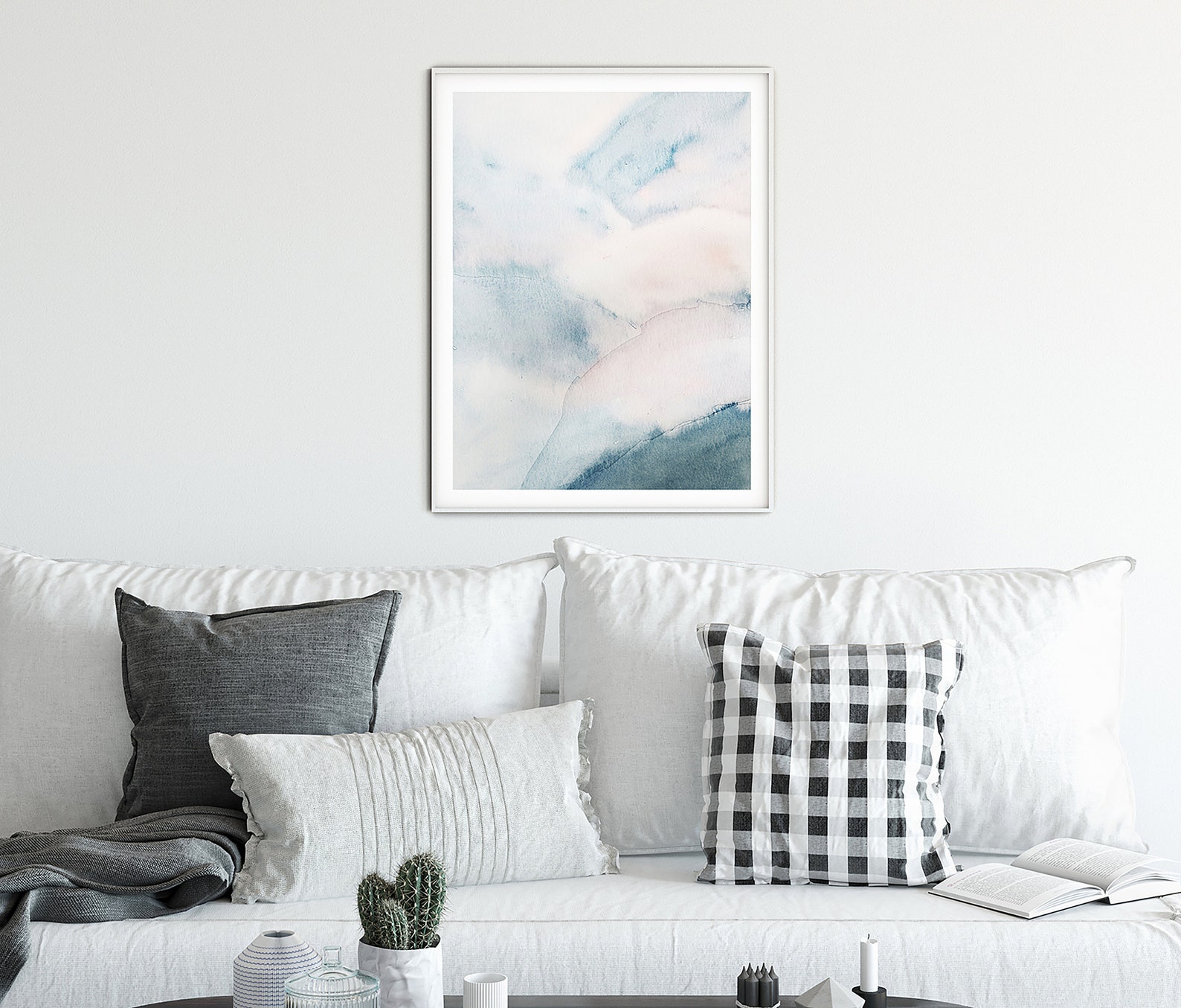 Blush Pink and Navy Print Printable Watercolor Print Blush | Etsy