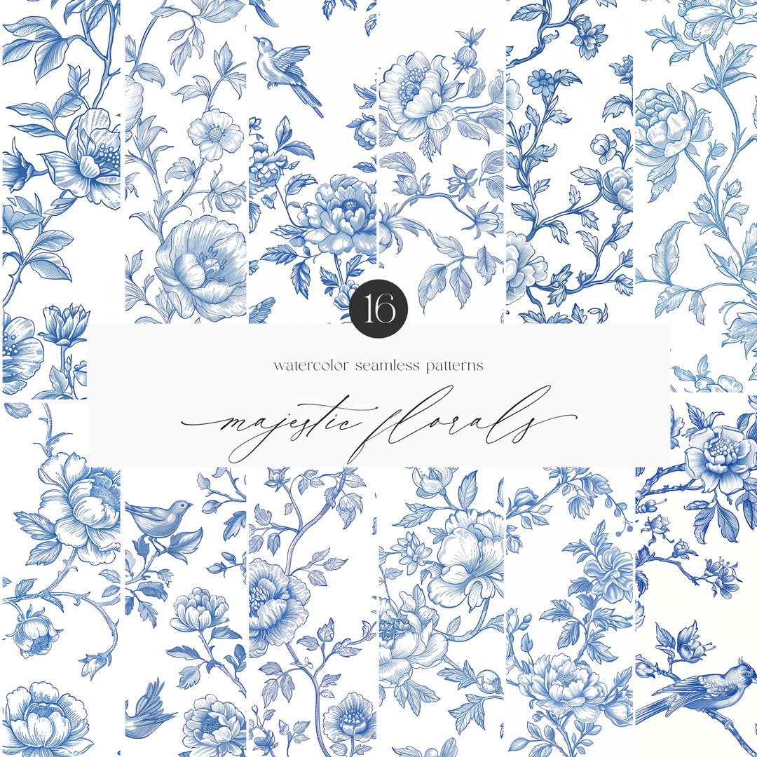 Chinoiserie Floral Seamless Patterns - Vintage Floral Patterns ...