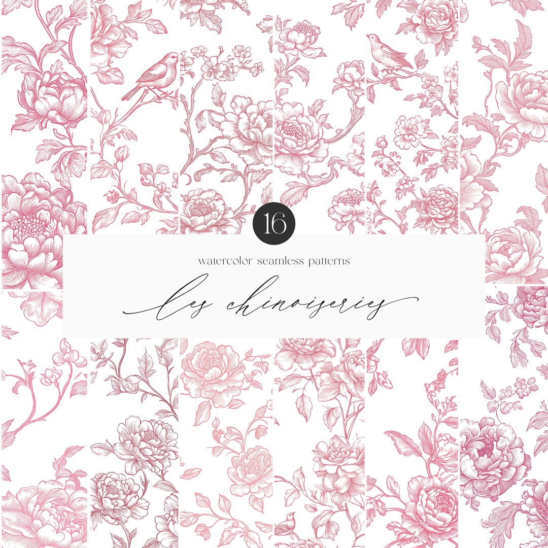 Dusty Rose Chinoiserie Floral Seamless Patterns-vintage Floral Patterns ...