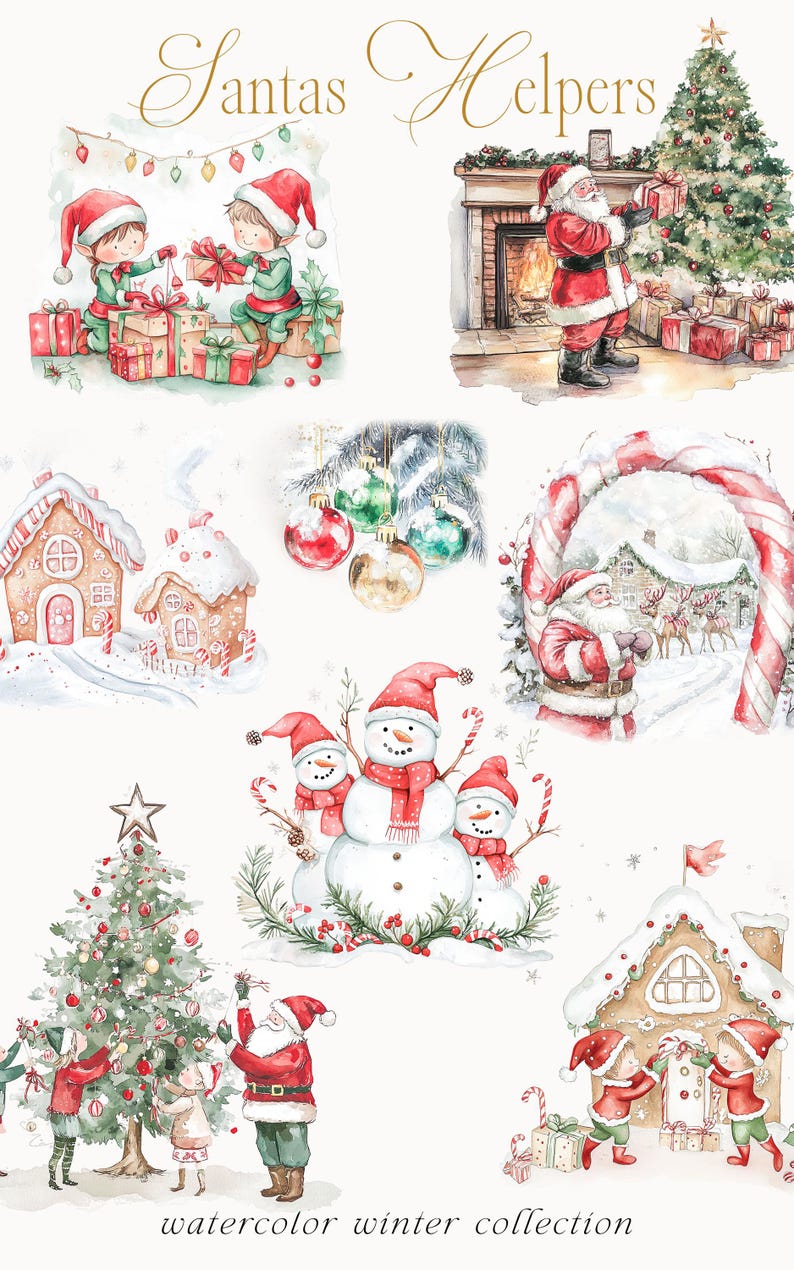 Watercolor Christmas Clipart - Watercolor Santa Claus Clipart ...