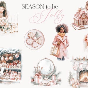 Watercolor Soft Pink Christmas Clipart Collection - Winter in Paris ...