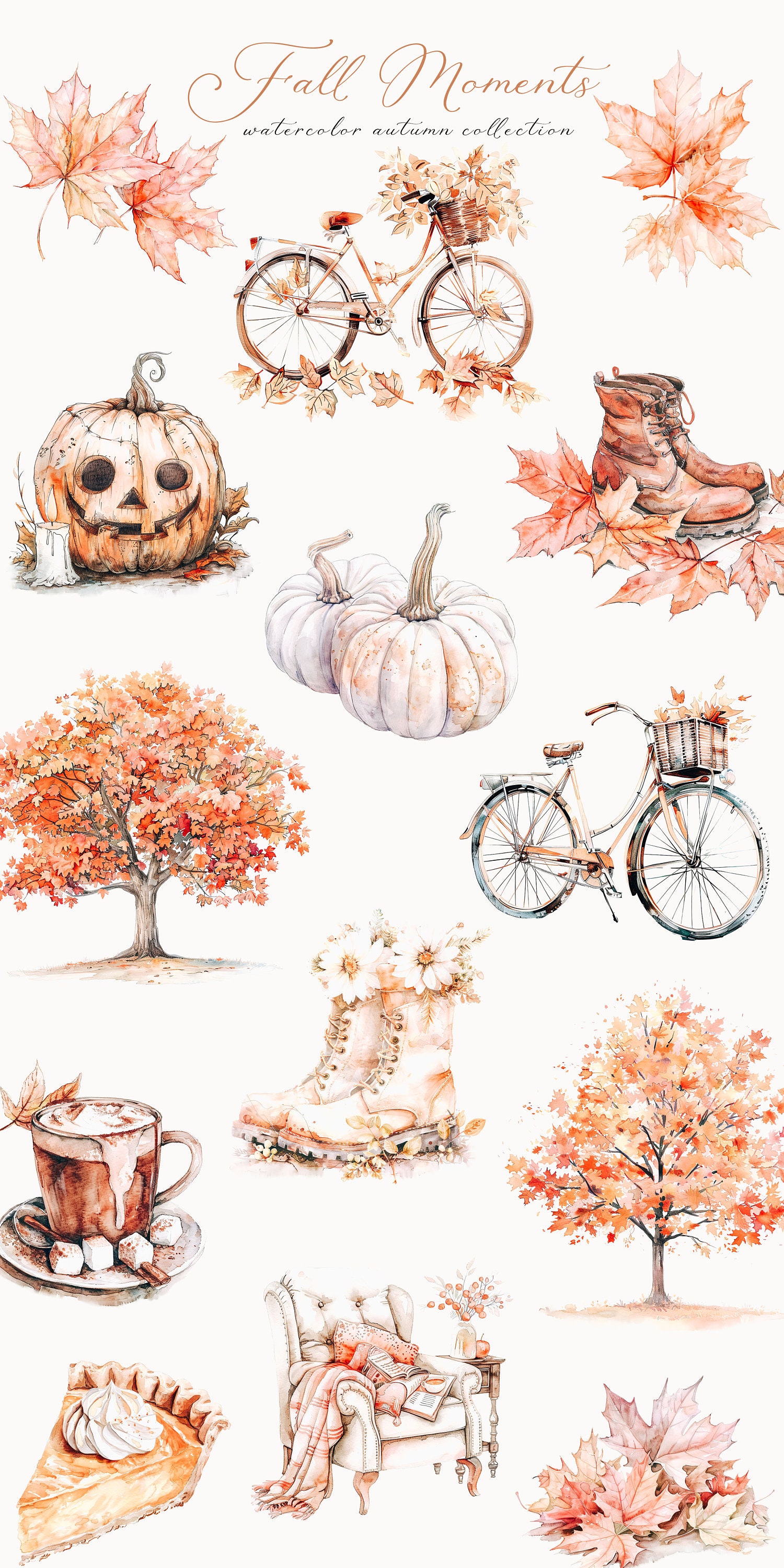 Watercolor Fall Clipart - Fall Aesthetics Clipart - Fall Clipart ...