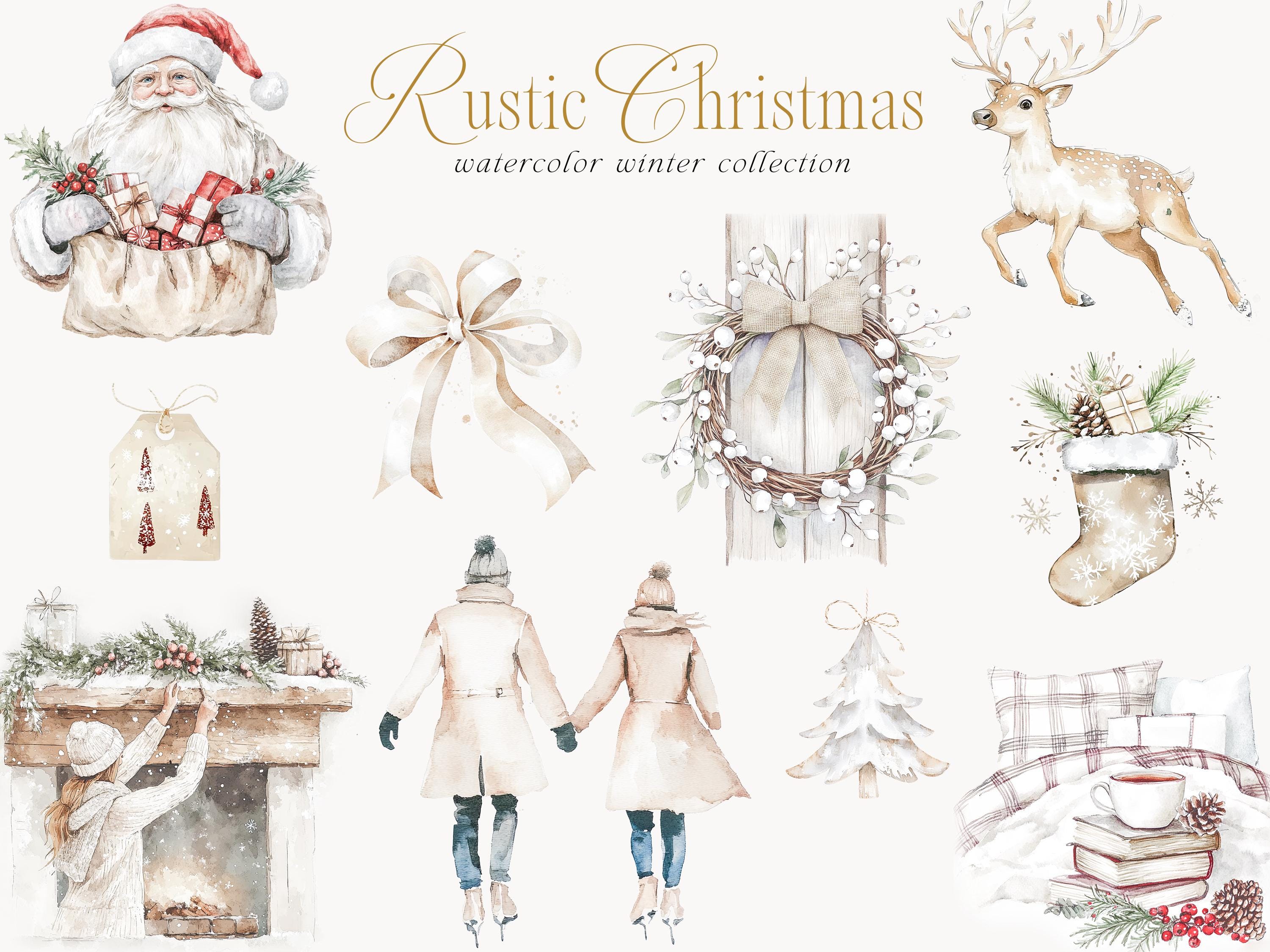 Watercolor Rustic Christmas Clipart - Christmas Ornaments Clipart ...