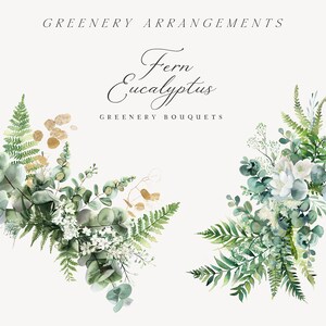 Greenery Watercolor Clipart - Eucalyptus Clipart - Greenery Elements ...