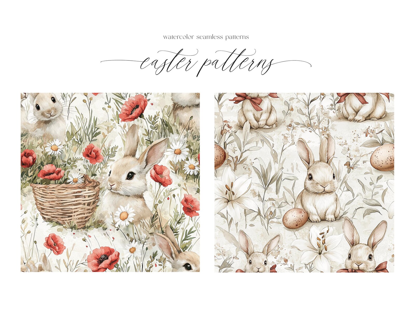 Watercolor Easter Seamless Patterns, Easter Patterns, Seamless Patterns ...