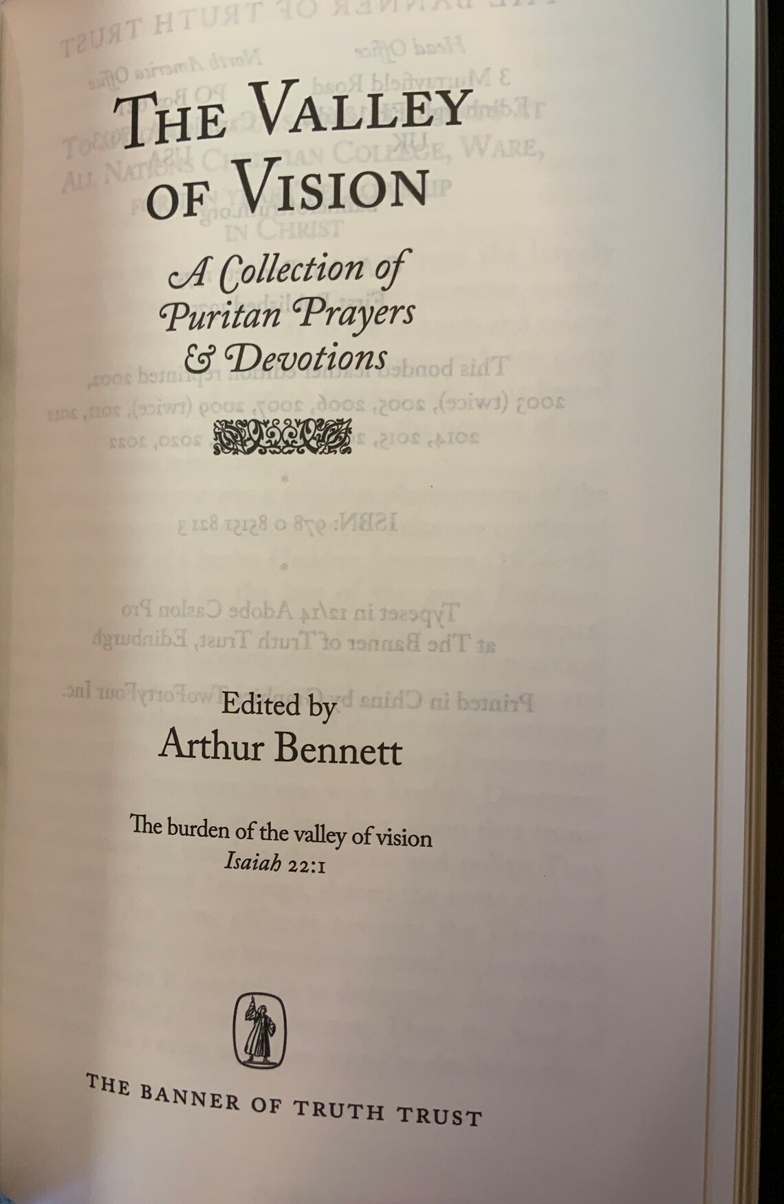 PERSONALIZED VALLEY of VISION - Puritan Prayers Devotional Arthur ...