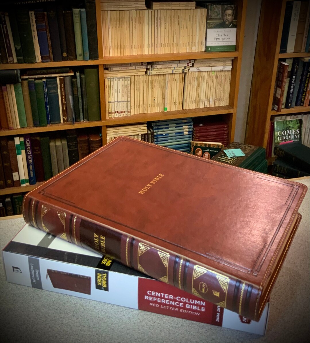 Personalized NKJV Giant Print BIBLE- Brown Leathersoft* - Center-column Reference - Indexed ...