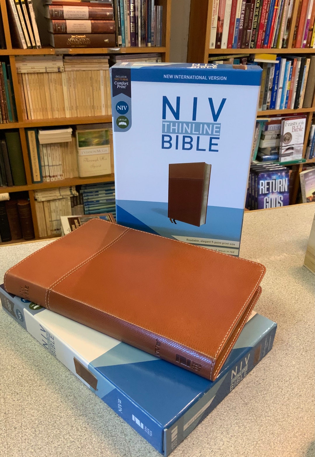 Personalized NIV Thinline Bible Tan Brown Leathersoft Lay Flat Comfort ...