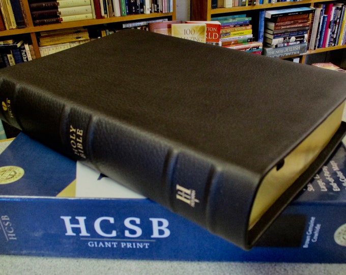 Personalized HCSB Bible Giant Print Reference - BROWN Genuine Cowhide ...
