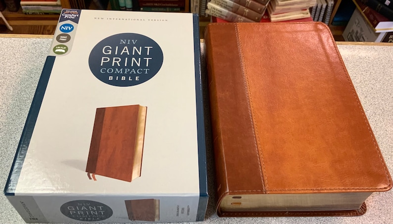 Personalized NIV GIANT Print COMPACT Bible - Rustic Brown Leathersoft ...