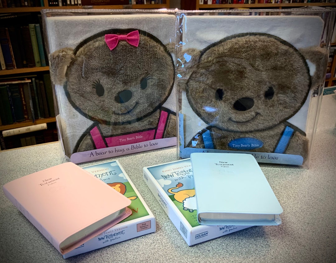 Baby Gift Set - Plush Tiny Bear’s Bible Storybook + Personalized New ...
