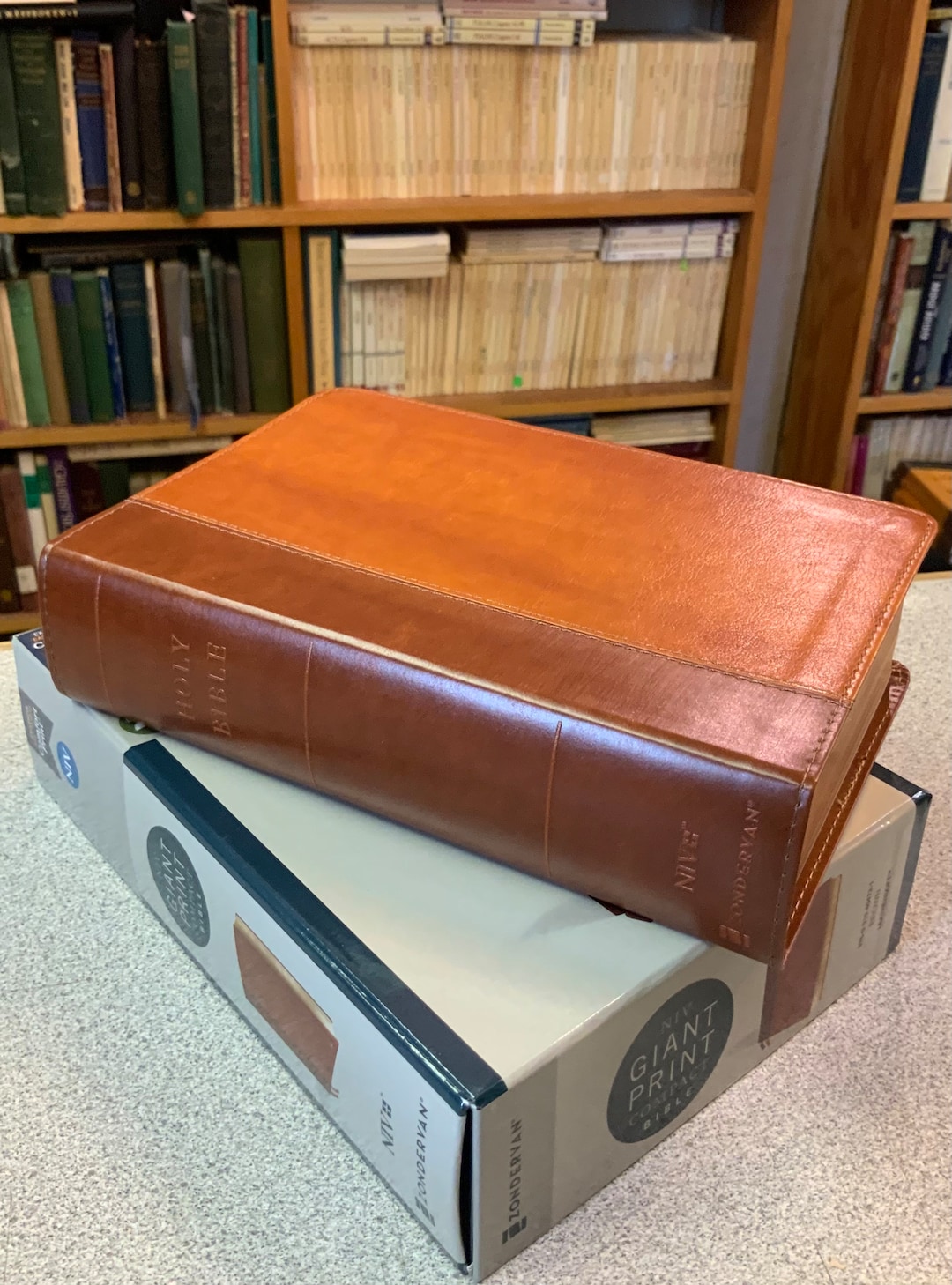 Personalized NIV GIANT Print COMPACT Bible - Rustic Brown Leathersoft ...