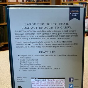 PERSONALIZED NIV GIANT Print Compact Bible - Black Gray Leathersoft New ...