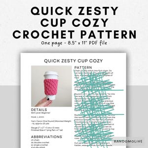 Crochet Pattern: Quick Zesty Cup Cozy // Coffee Cozy Pattern, Cup ...