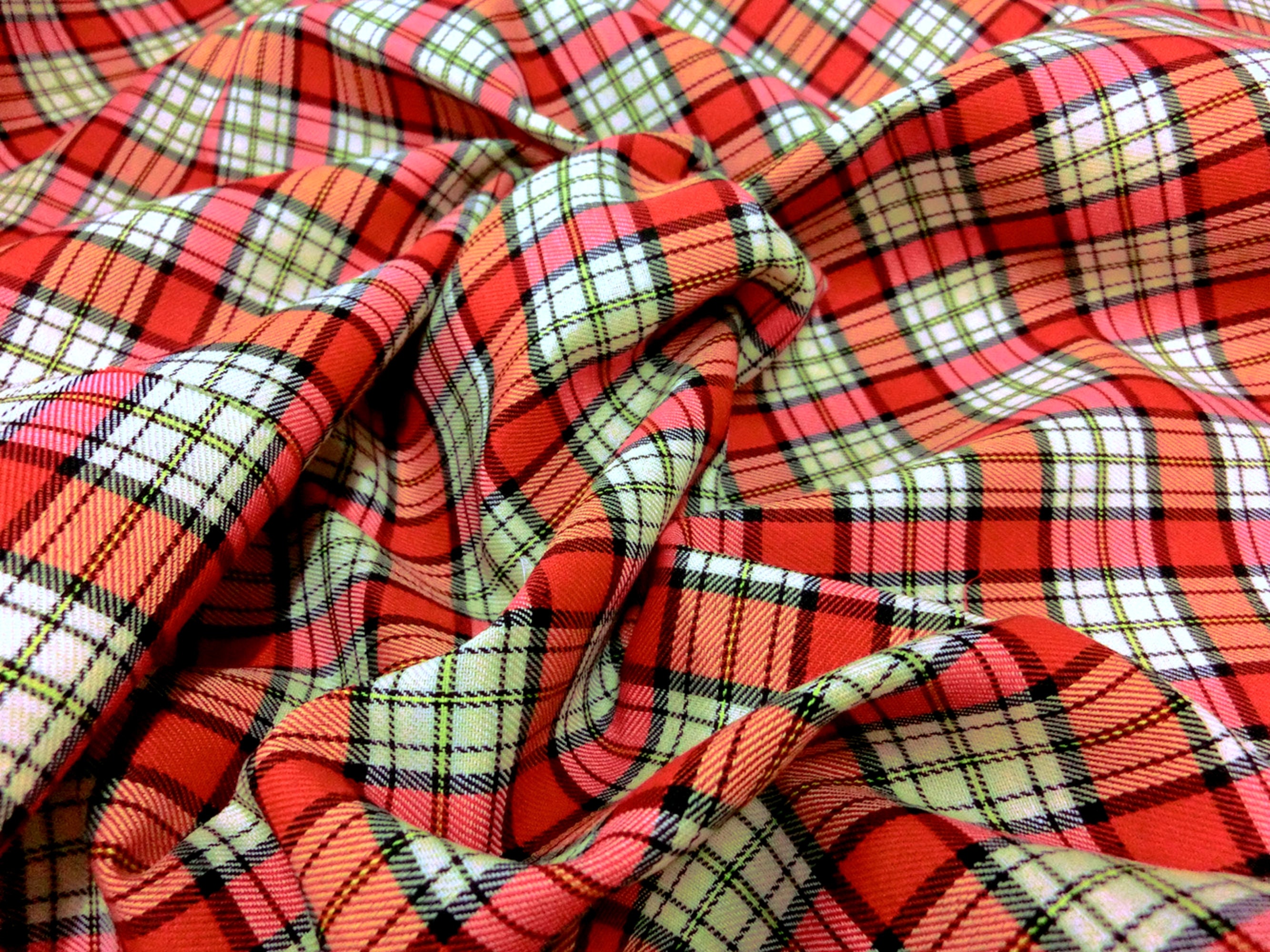 Plaid Woven Cotton Blend Fabric Red Ivory Tartan Gingham | Etsy