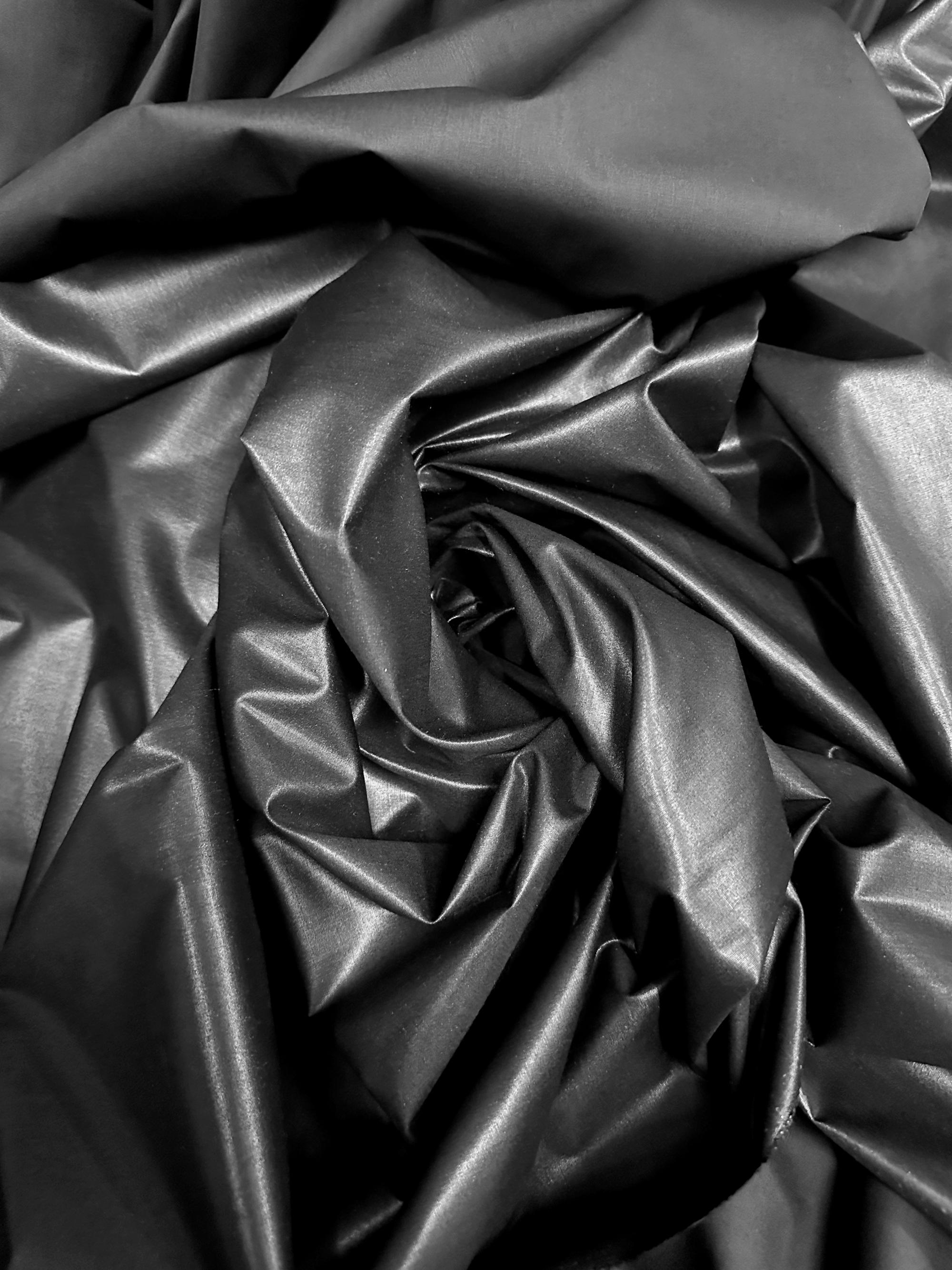 Black Polished Cotton Fabric Material 46"w BTY Smooth Glossy Sheen ...